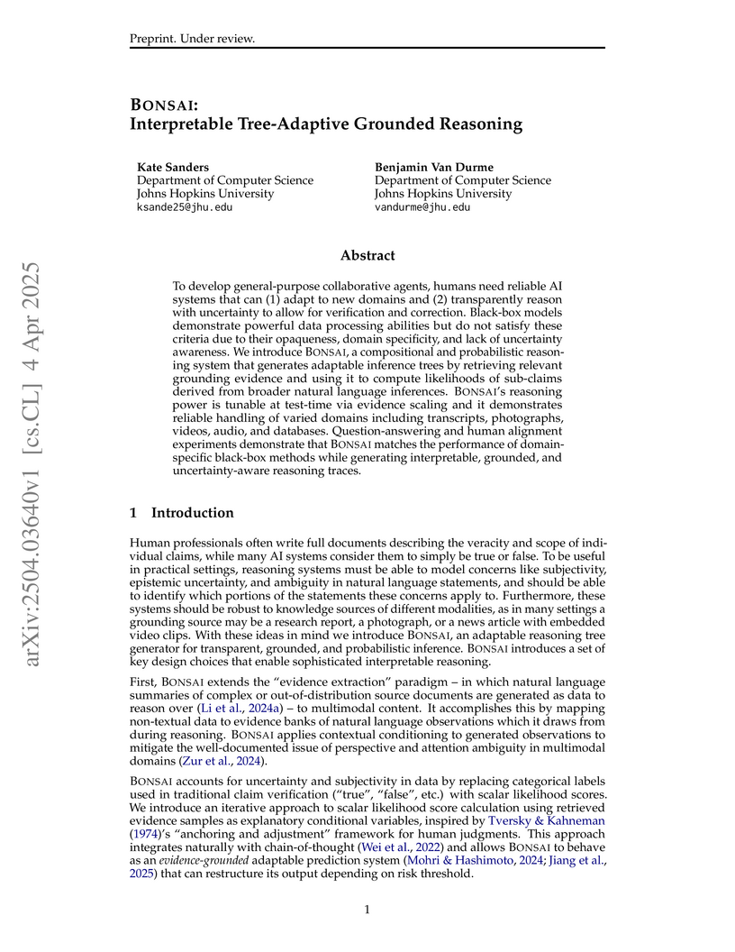 Bonsai: Interpretable Tree-Adaptive Grounded Reasoning | alphaXiv
