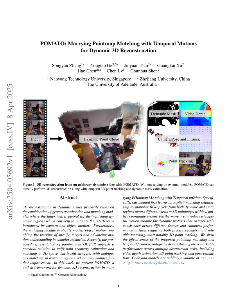 POMATO: Marrying Pointmap Matching with Temporal Motion for Dynamic 3D Reconstruction | alphaXiv