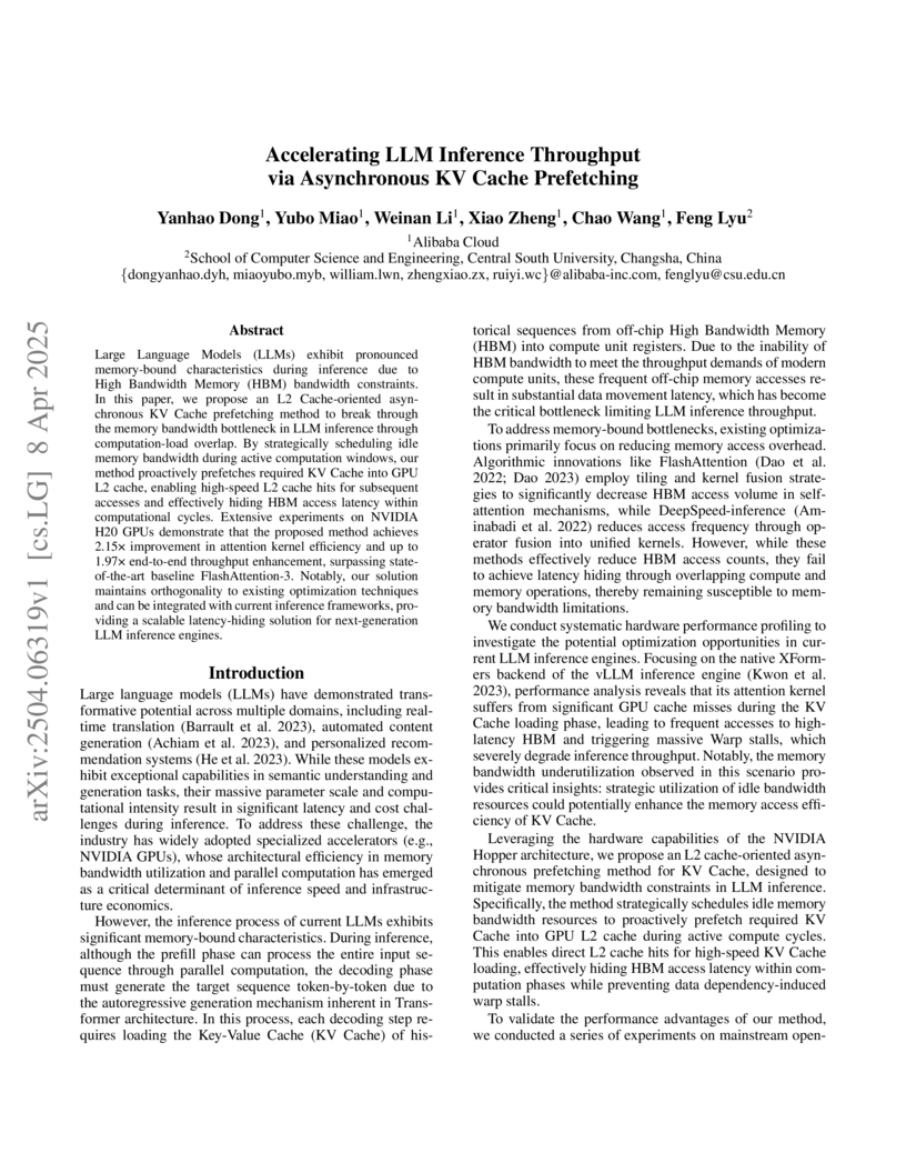 Accelerating LLM Inference Throughput via Asynchronous KV Cache Prefetching | alphaXiv