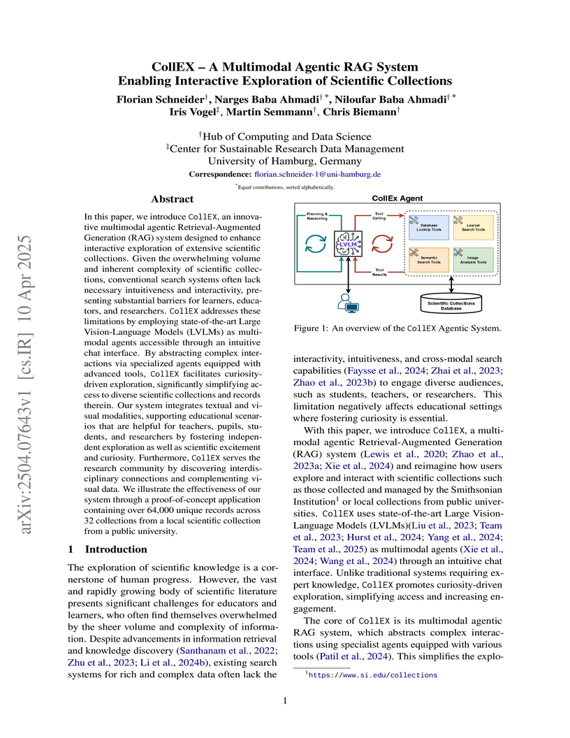 CollEX -- A Multimodal Agentic RAG System Enabling Interactive Exploration of Scientific ...