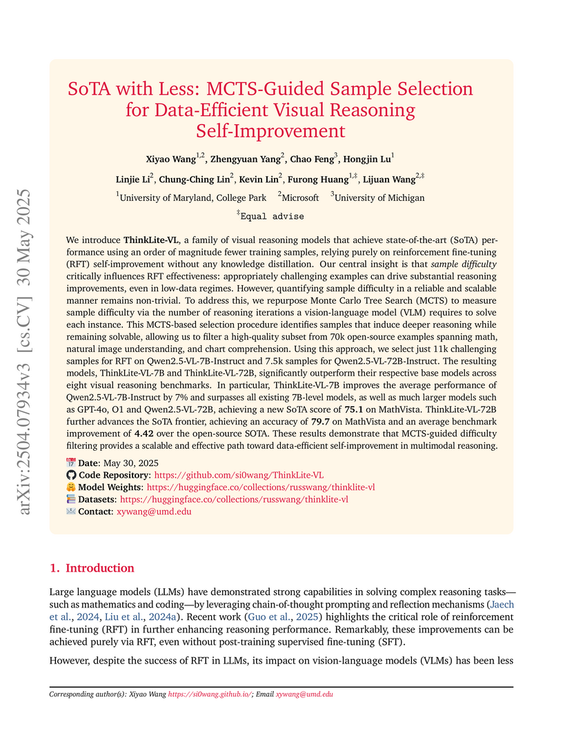 SoTA with Less: MCTS-Guided Sample Selection for Data-Efficient Visual Reasoning Self ...