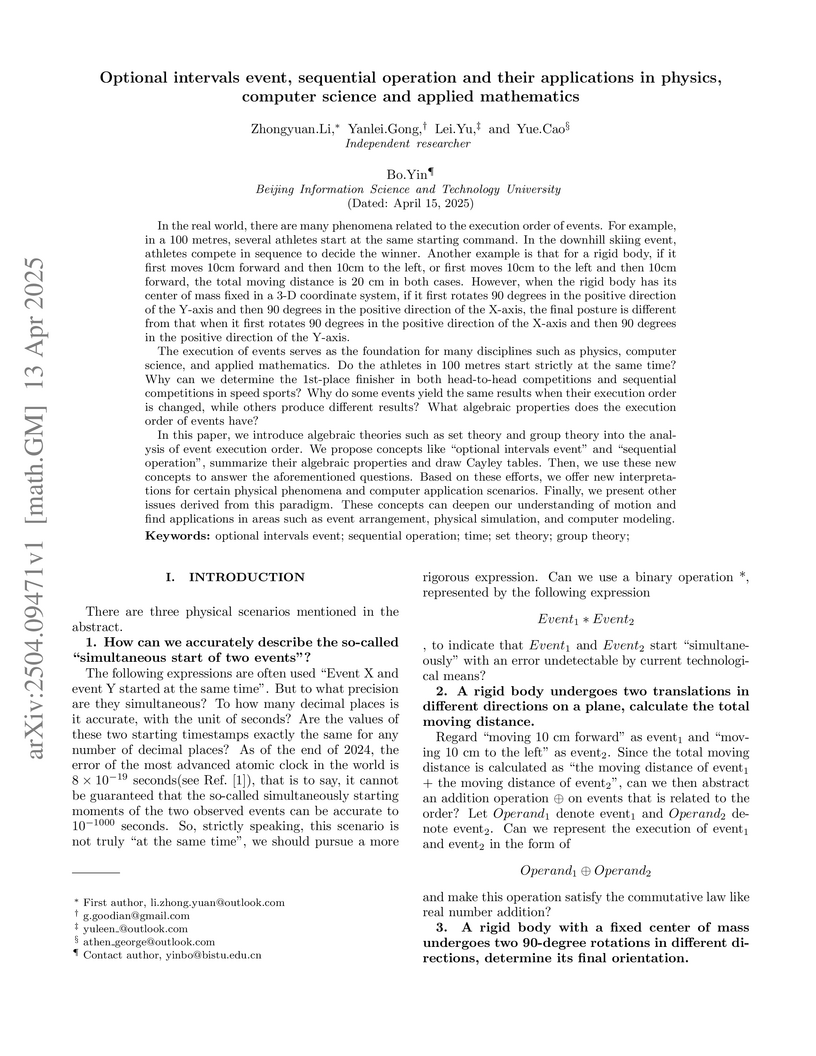Optional intervals event, sequential operation and their applications in physics, computer ...