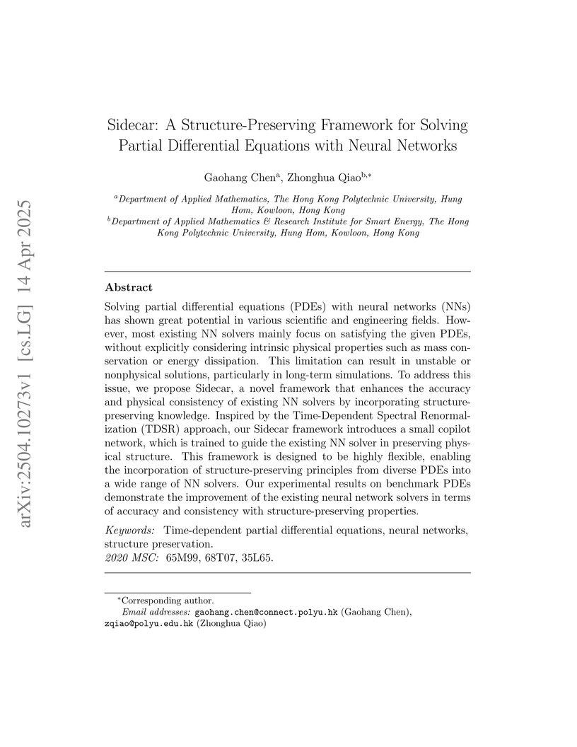 Sidecar: A Structure-Preserving Framework for Solving Partial Differential Equations with Neural ...