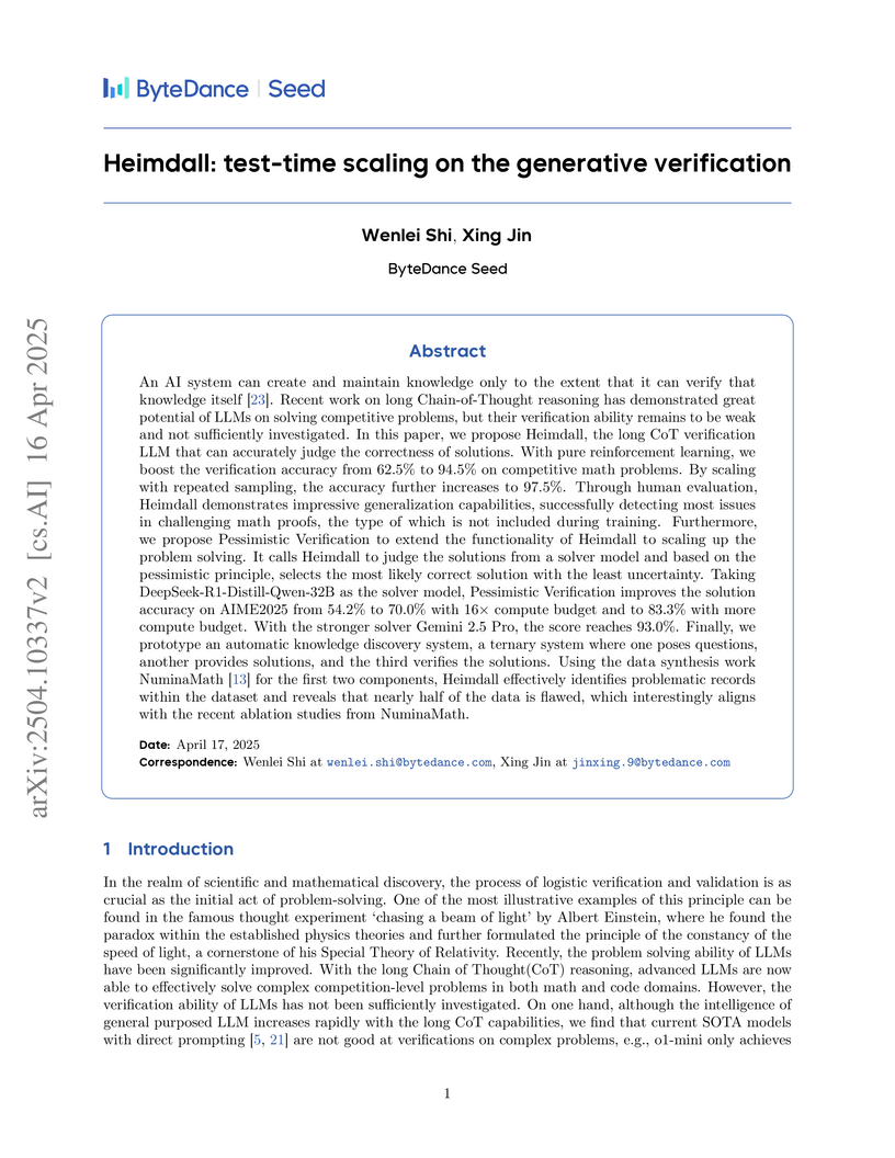 Heimdall: test-time scaling on the generative verification | alphaXiv