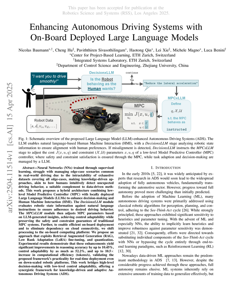 Enhancing Autonomous Driving Systems with On-Board Deployed Large Language Models | alphaXiv