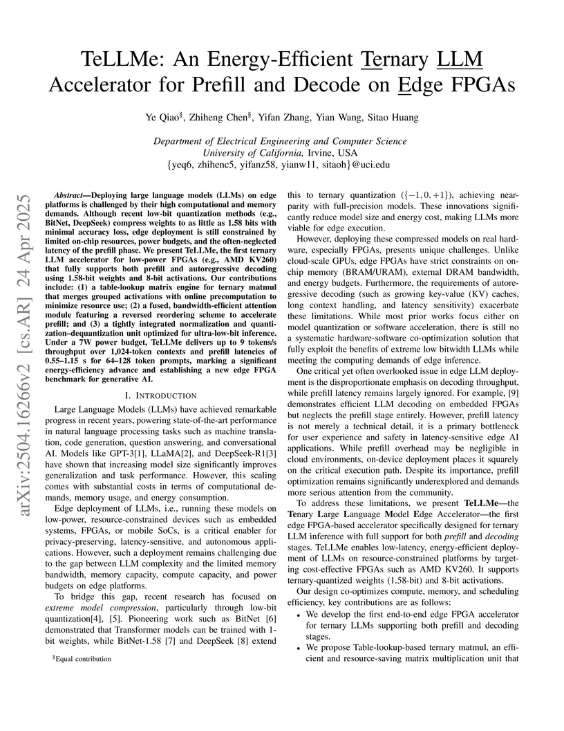 TeLLMe: An Energy-Efficient Ternary LLM Accelerator for Prefilling and ...
