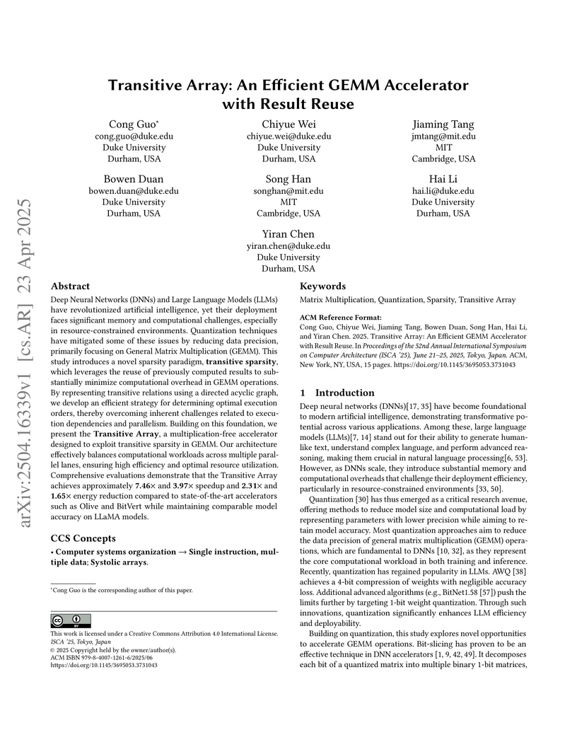 Transitive Array: An Efficient GEMM Accelerator with Result Reuse ...
