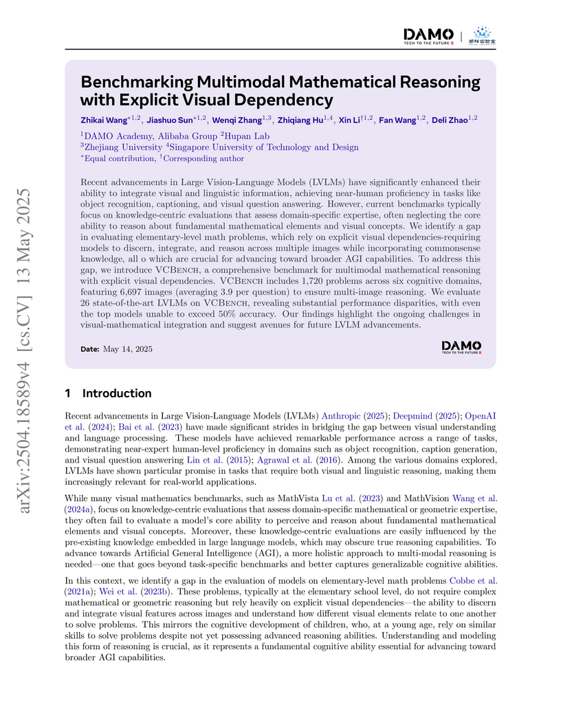 Benchmarking Multimodal Mathematical Reasoning with Explicit Visual Dependency | alphaXiv