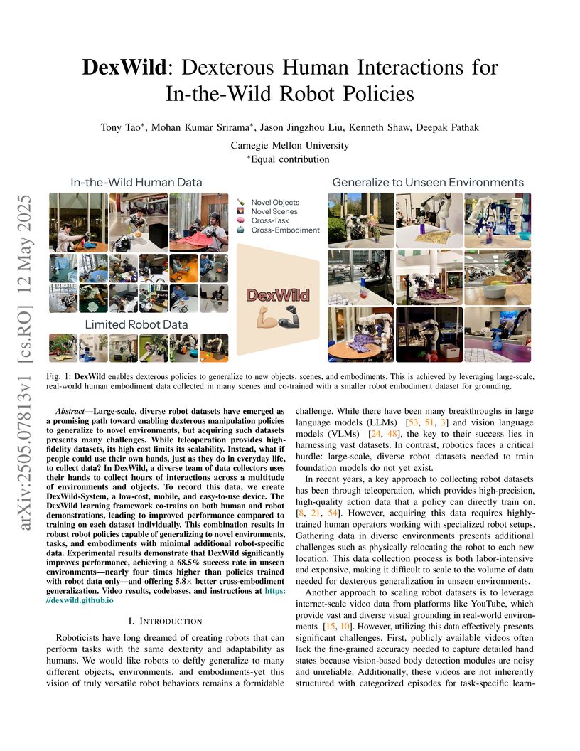 DexWild: Dexterous Human Interactions for In-the-Wild Robot Policies ...