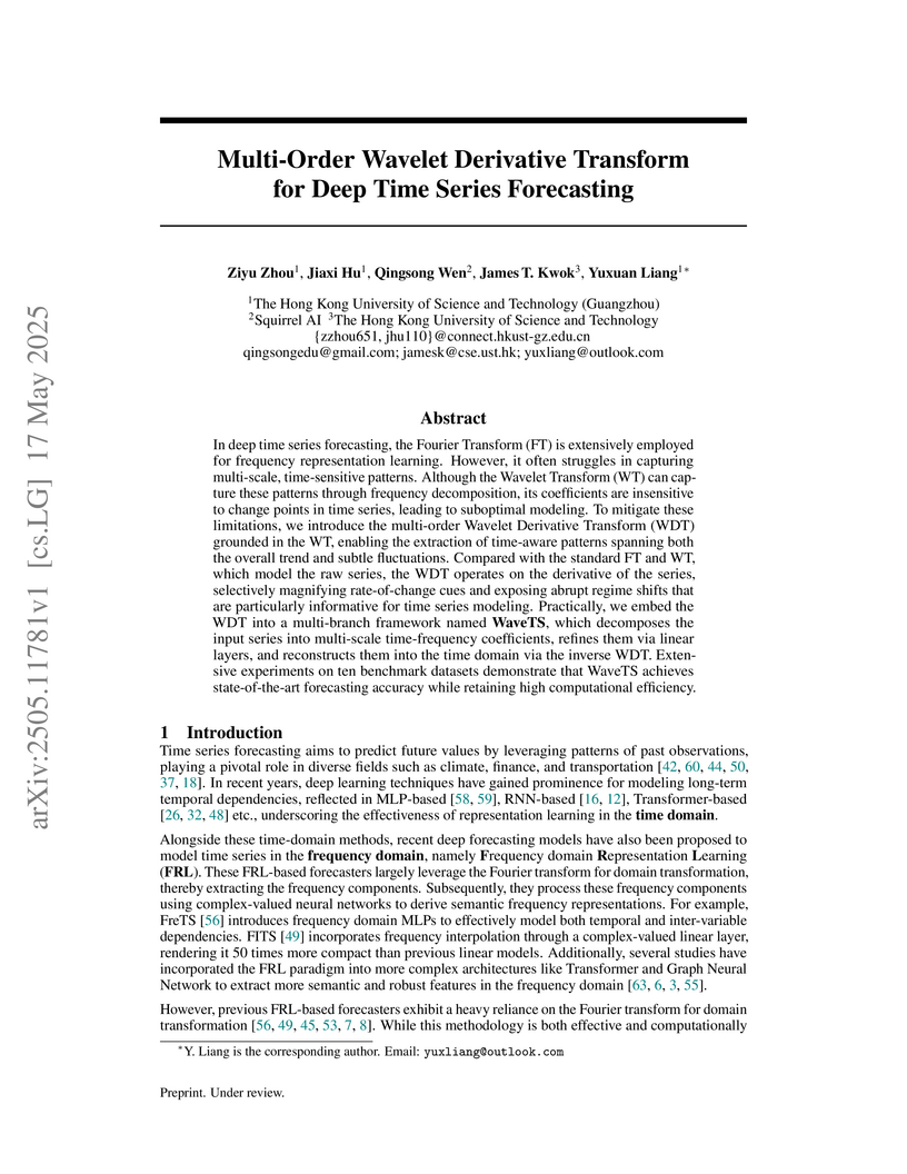 Multi-Order Wavelet Derivative Transform for Deep Time Series Forecasting | alphaXiv