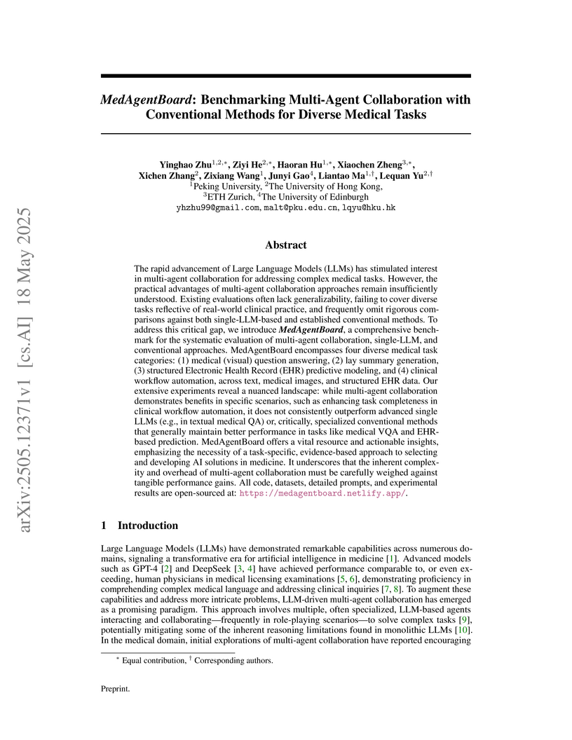 MedAgentBoard: Benchmarking Multi-Agent Collaboration with Conventional Methods for Diverse ...
