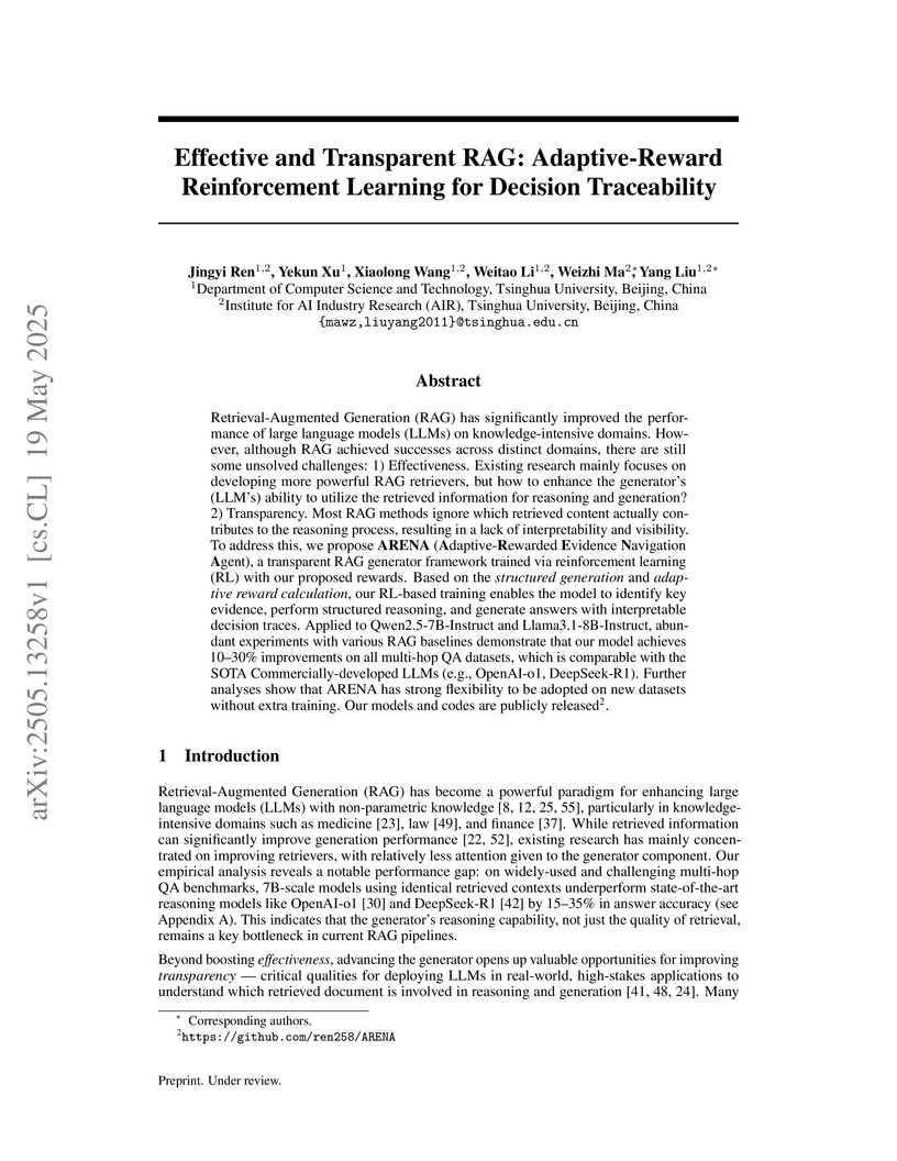 Effective and Transparent RAG: Adaptive-Reward Reinforcement Learning ...