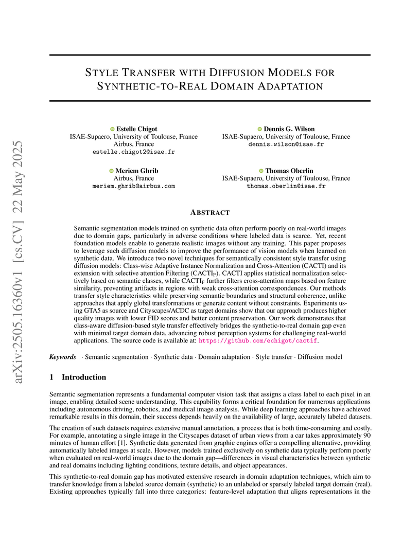 Style Transfer with Diffusion Models for Synthetic-to-Real Domain Adaptation | alphaXiv