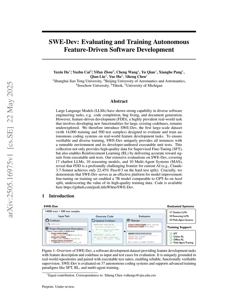 SWE-Dev: Evaluating and Training Autonomous Feature-Driven Software ...