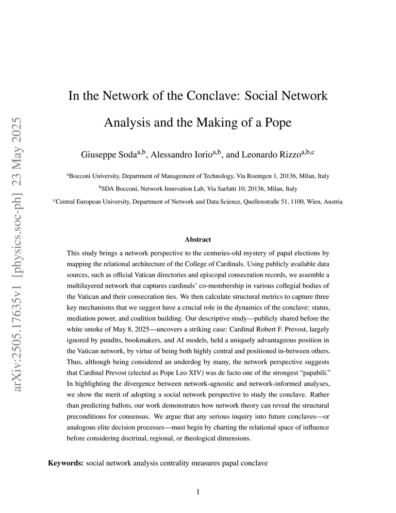 In the Network of the Conclave: Social Network Analysis and the Making ...