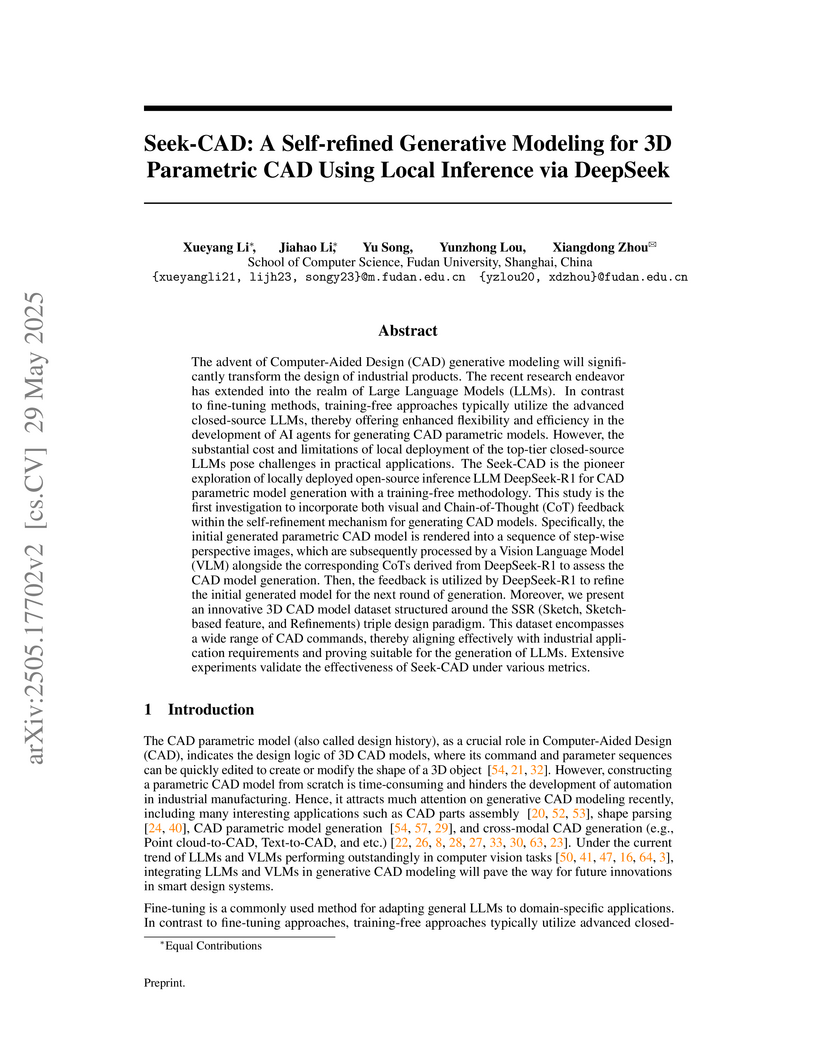 Seek-CAD: A Self-refined Generative Modeling for 3D Parametric CAD Using Local Inference via ...