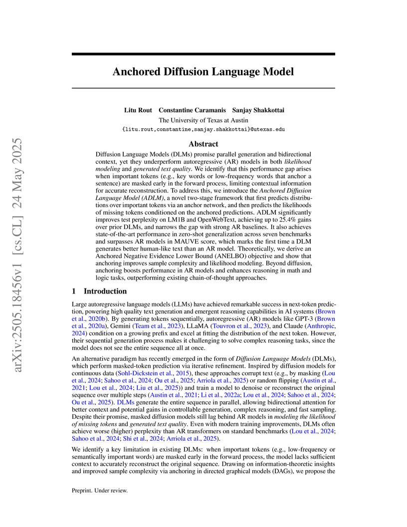 Anchored Diffusion Language Model | alphaXiv