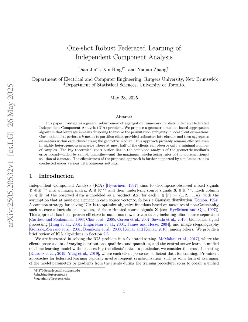 One-shot Robust Federated Learning of Independent Component Analysis | alphaXiv