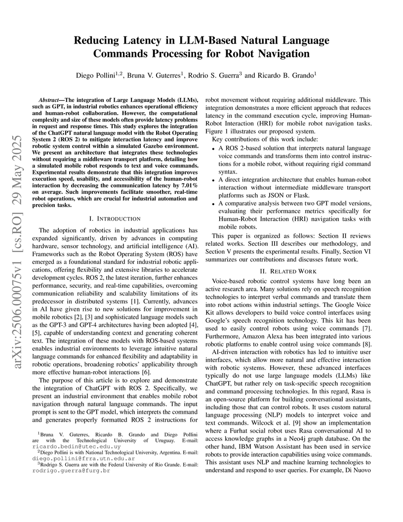 Reducing Latency in LLM-Based Natural Language Commands Processing for Robot Navigation | alphaXiv