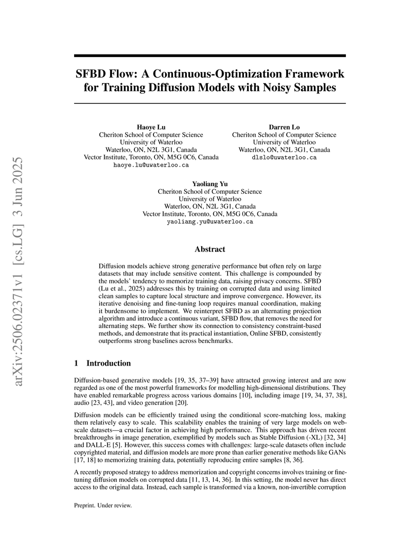SFBD Flow: A Continuous-Optimization Framework for Training Diffusion ...