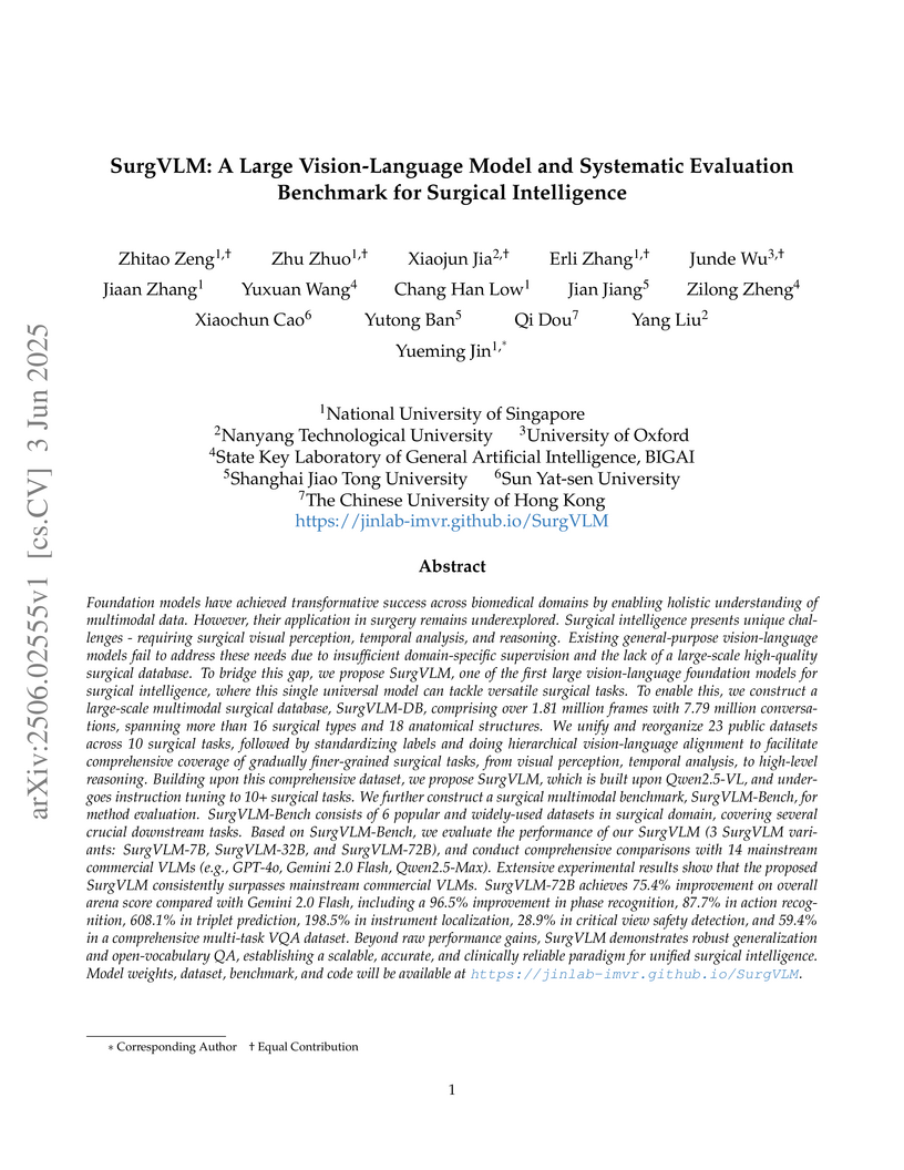 SurgVLM: A Large Vision-Language Model and Systematic Evaluation Benchmark for Surgical ...