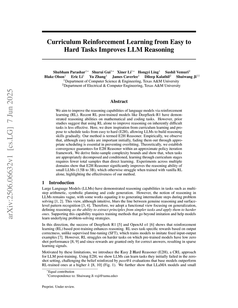 Curriculum Reinforcement Learning from Easy to Hard Tasks Improves LLM ...