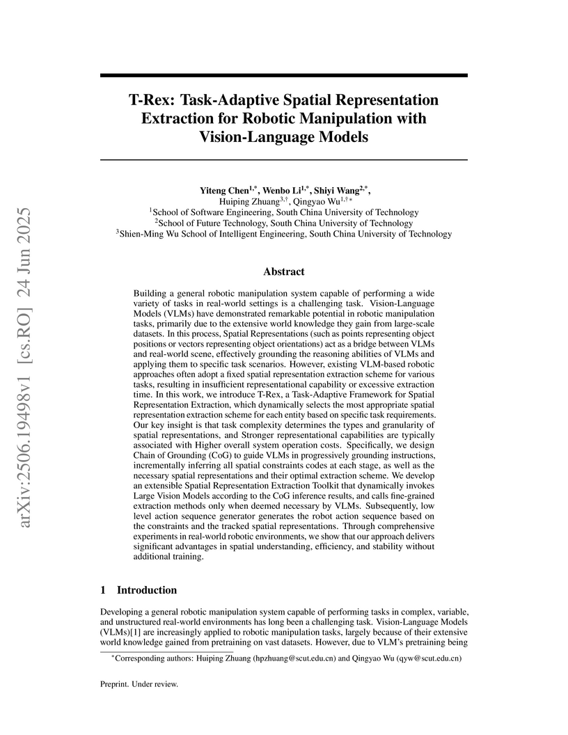 T-Rex: Task-Adaptive Spatial Representation Extraction for Robotic Manipulation with Vision ...