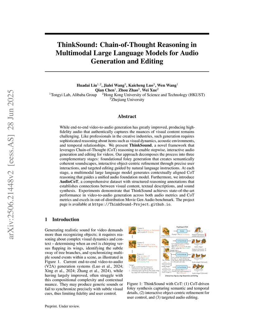ThinkSound: Chain-of-Thought Reasoning in Multimodal Large Language Models for Audio Generation ...