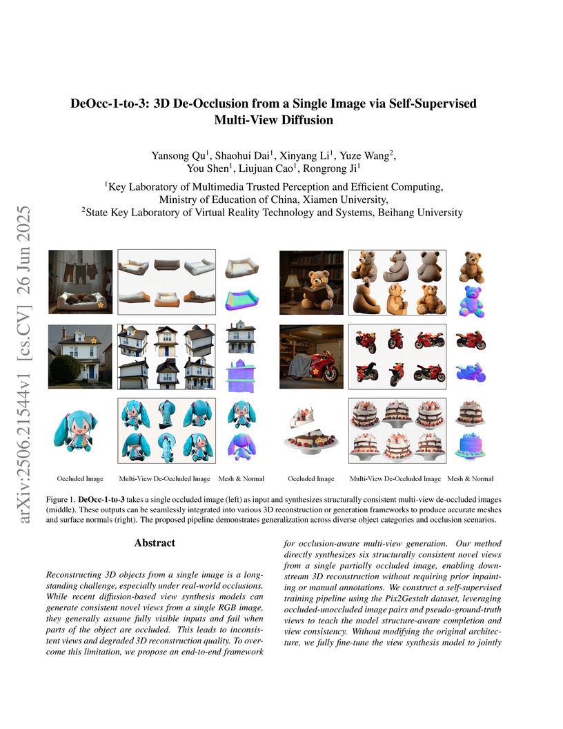 DeOcc-1-to-3: 3D De-Occlusion from a Single Image via Self-Supervised Multi-View Diffusion ...