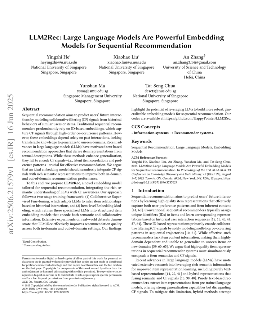 LLM2Rec: Large Language Models Are Powerful Embedding Models for Sequential Recommendation ...