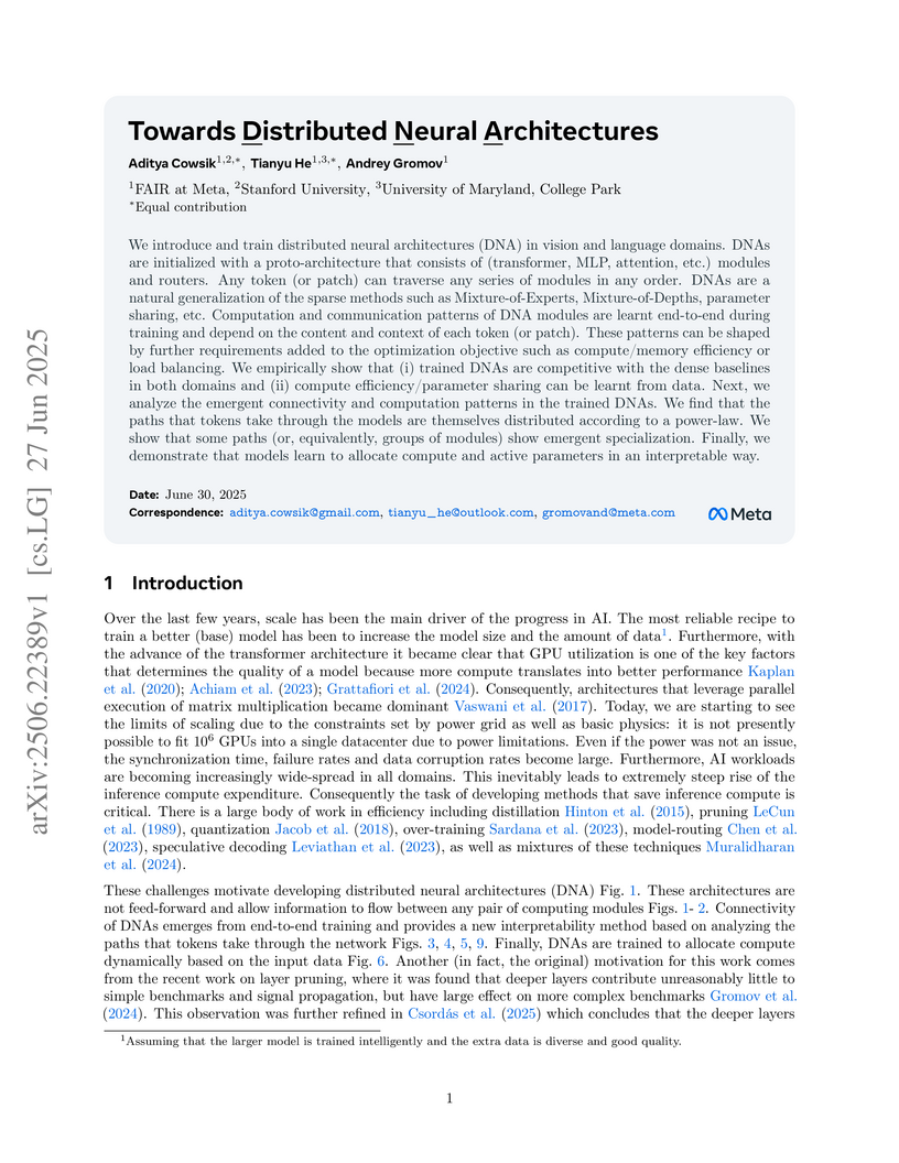 Towards Distributed Neural Architectures | alphaXiv