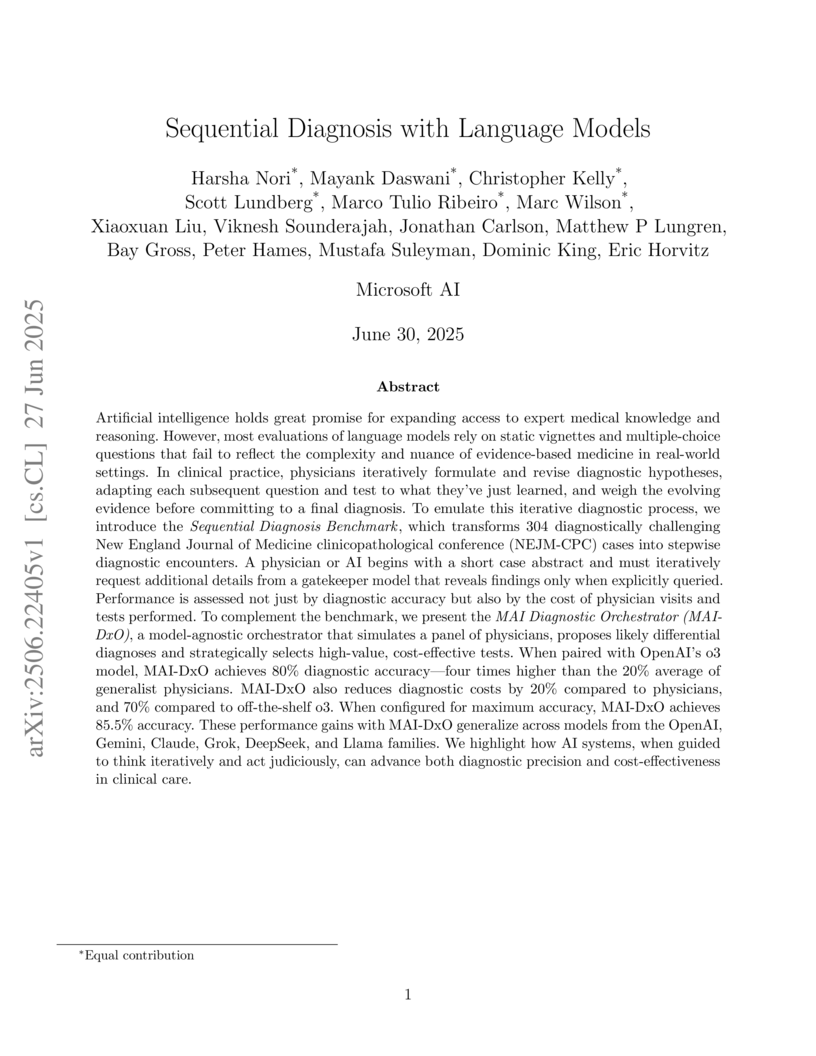 Sequential Diagnosis with Language Models | alphaXiv