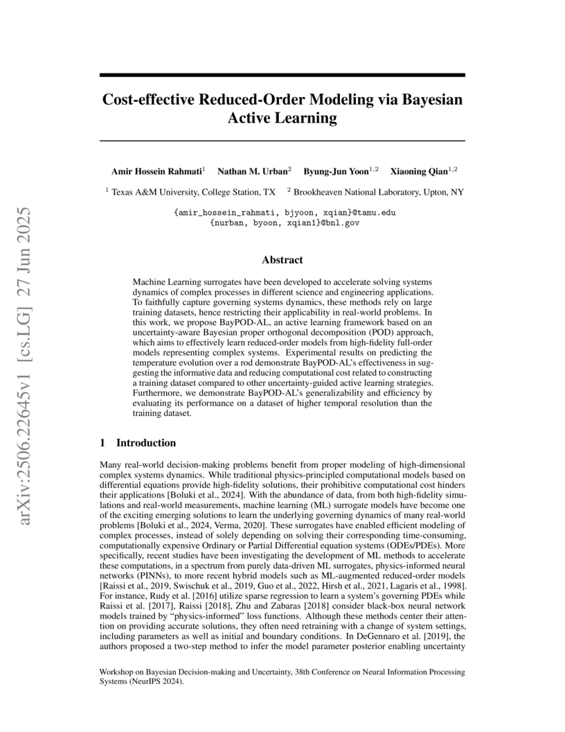 Cost-effective Reduced-Order Modeling via Bayesian Active Learning | alphaXiv