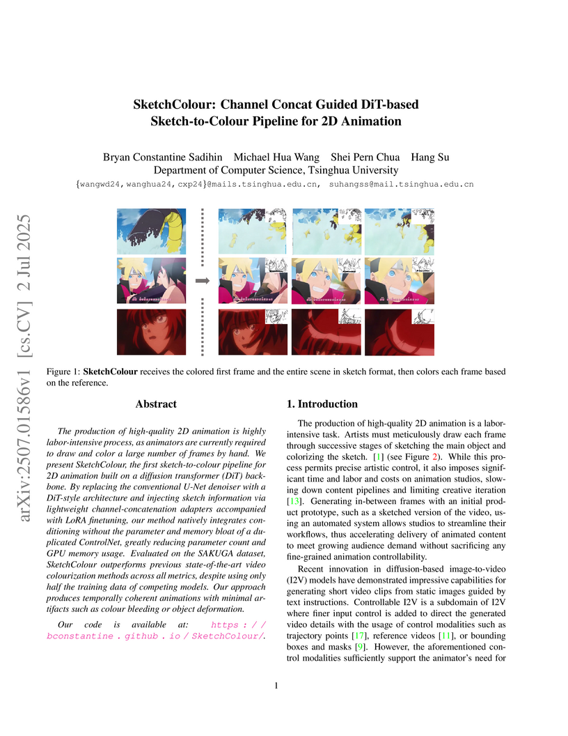 SketchColour: Channel Concat Guided DiT-based Sketch-to-Colour Pipeline for 2D Animation | alphaXiv