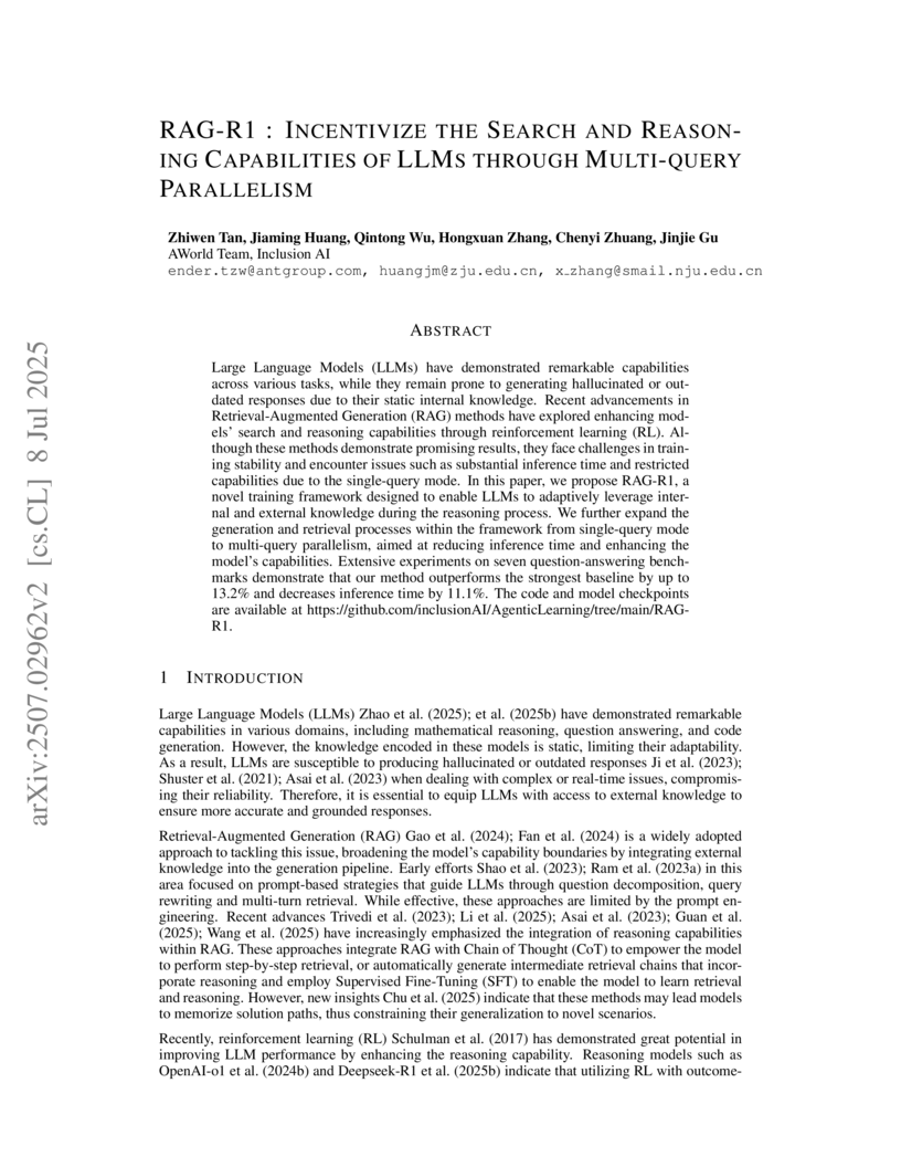 RAG-R1 : Incentivize the Search and Reasoning Capabilities of LLMs ...