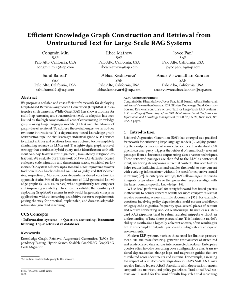 Efficient Knowledge Graph Construction and Retrieval from Unstructured ...