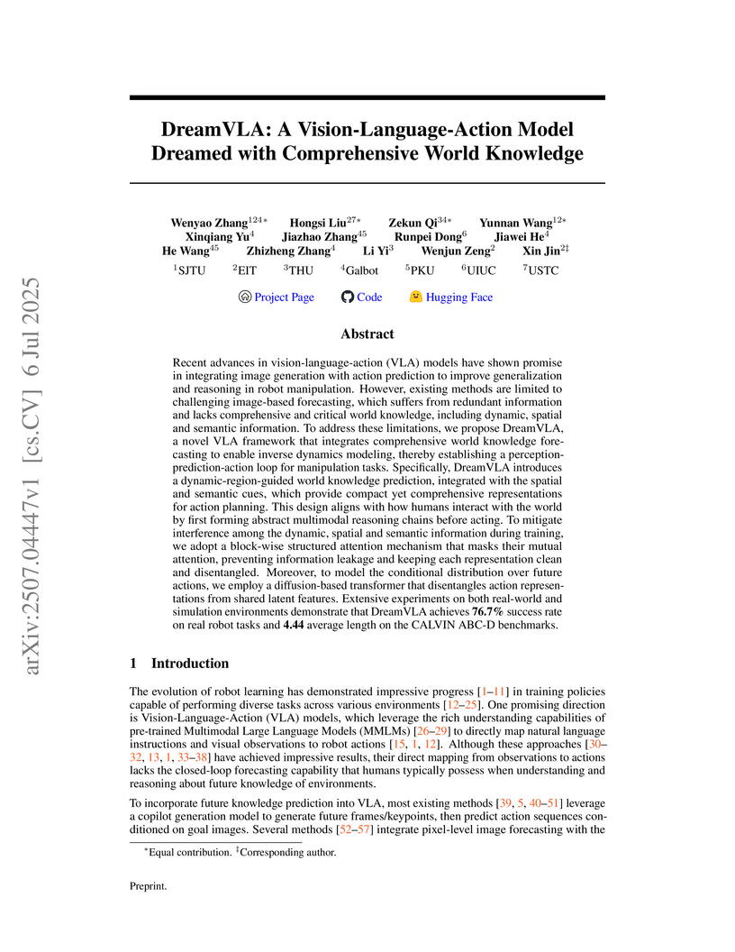 DreamVLA: A Vision-Language-Action Model Dreamed with Comprehensive ...