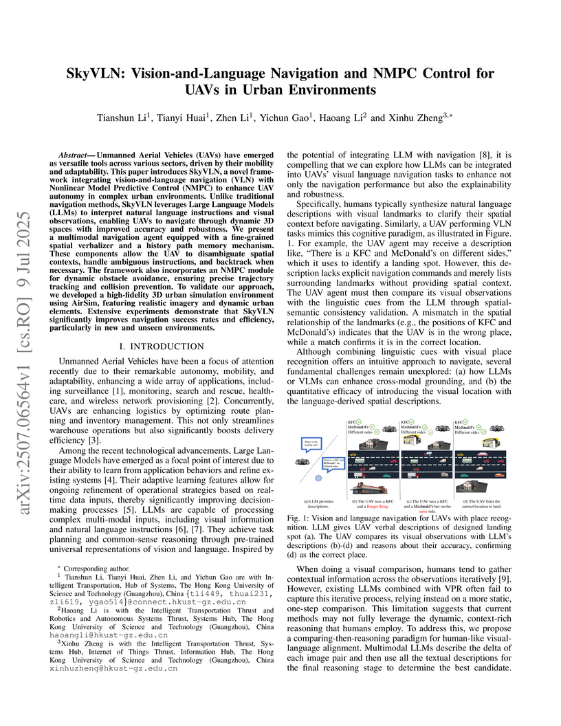 SkyVLN: Vision-and-Language Navigation and NMPC Control for UAVs in Urban Environments | alphaXiv
