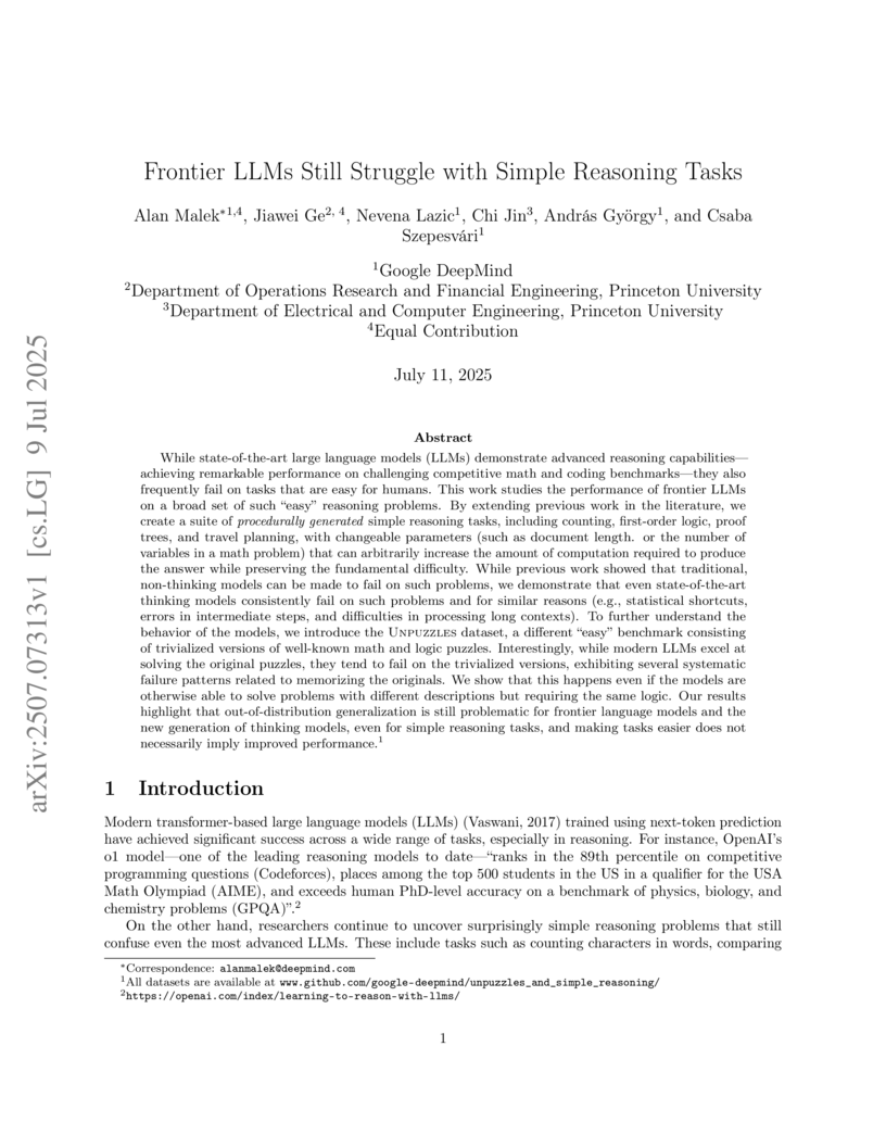 Frontier LLMs Still Struggle with Simple Reasoning Tasks | alphaXiv