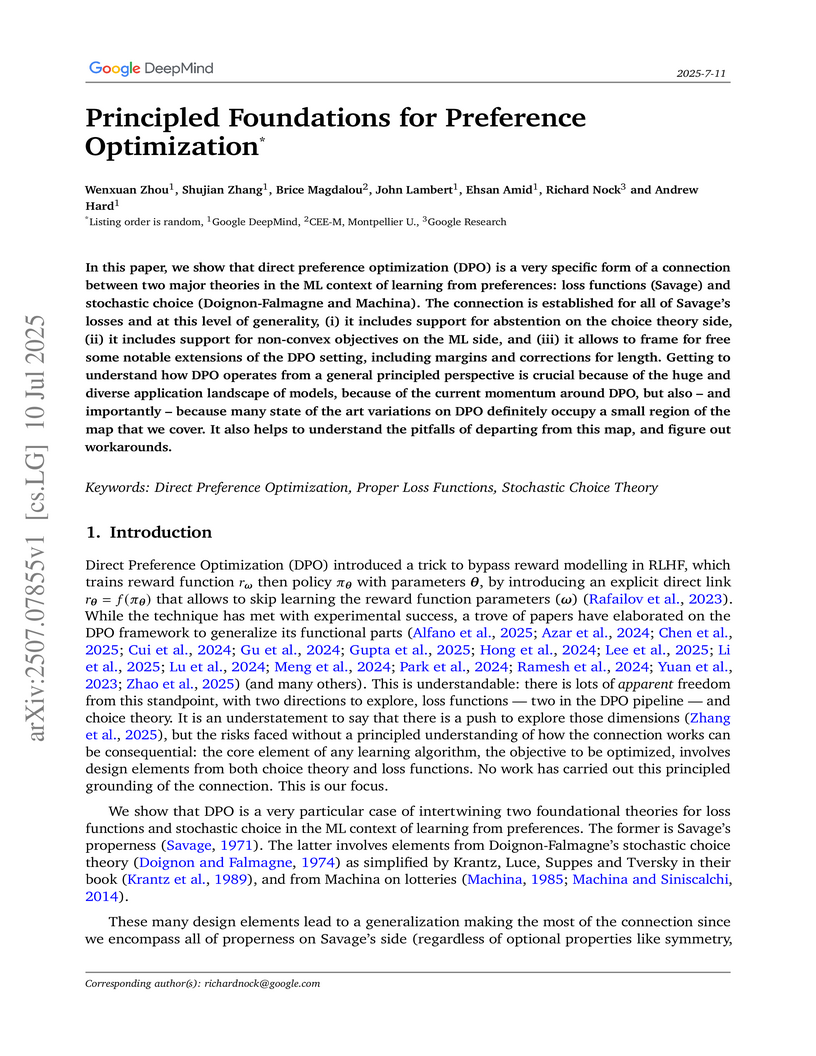 Principled Foundations for Preference Optimization | alphaXiv