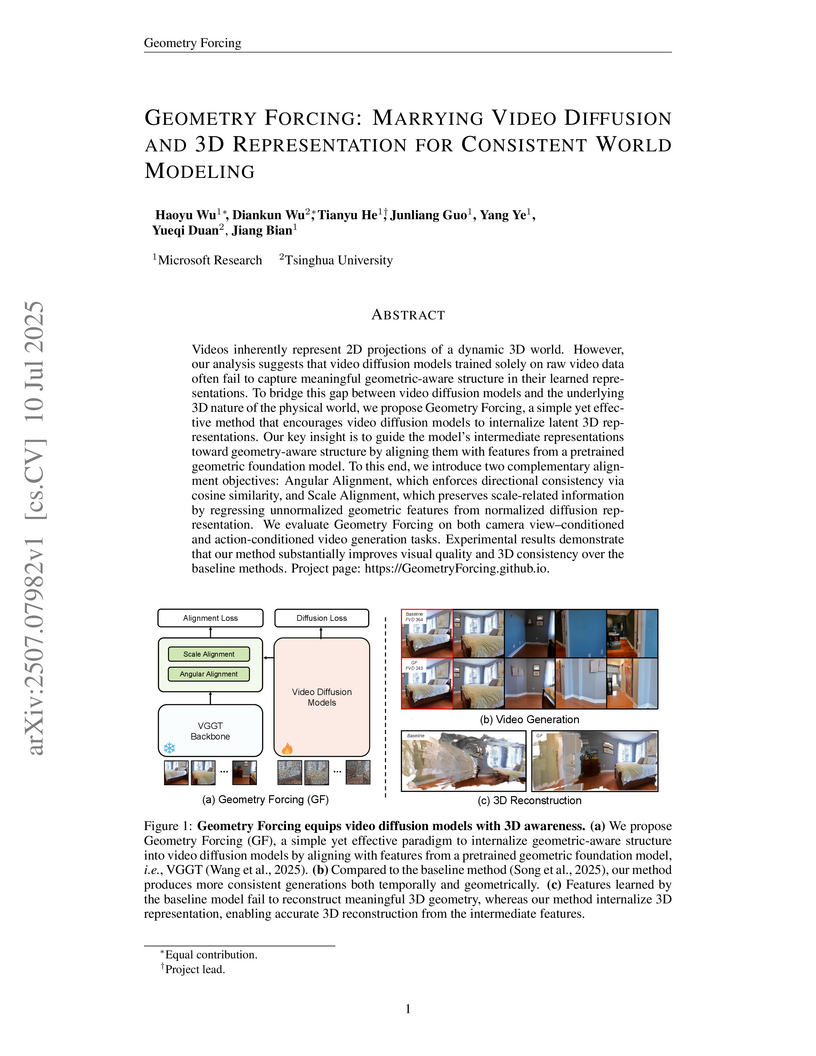 Geometry Forcing: Marrying Video Diffusion and 3D Representation for Consistent World Modeling ...