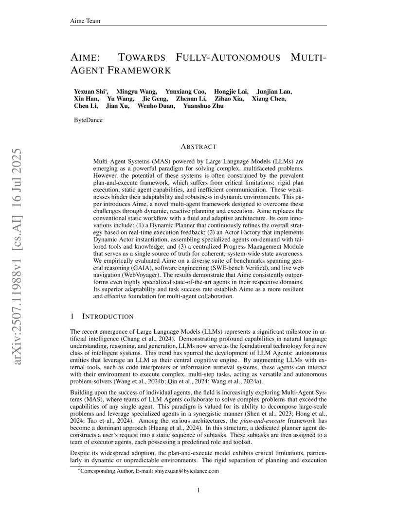 Aime: Towards Fully-Autonomous Multi-Agent Framework | alphaXiv
