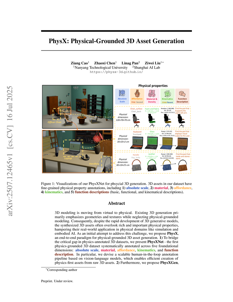 PhysX: Physical-Grounded 3D Asset Generation | alphaXiv