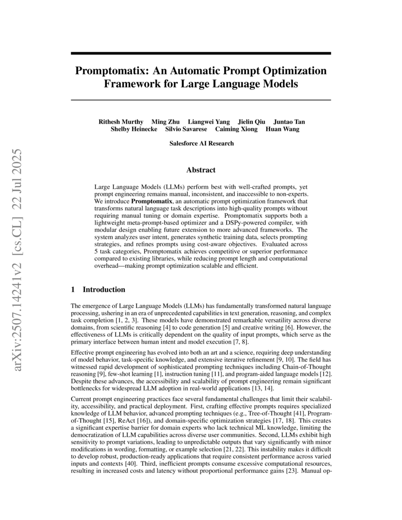 Promptomatix: An Automatic Prompt Optimization Framework for Large Language Models | alphaXiv