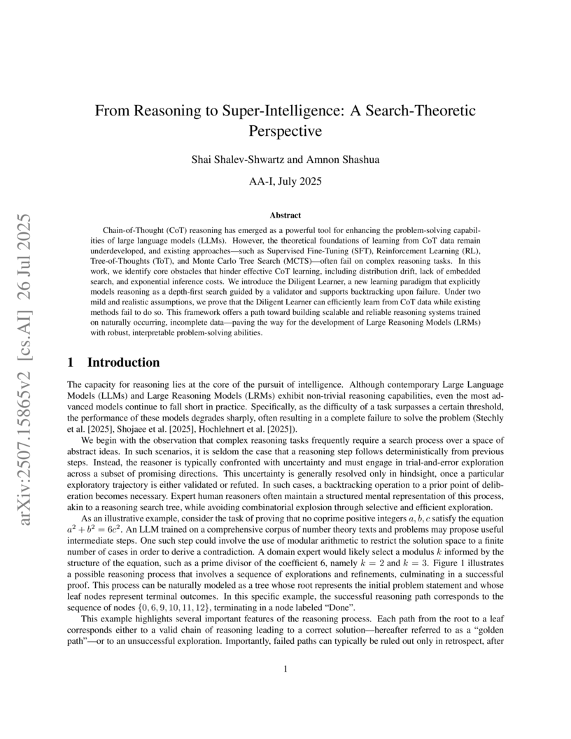 From Reasoning to Super-Intelligence: A Search-Theoretic Perspective | alphaXiv