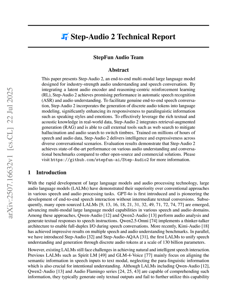 Step-Audio 2 Technical Report | alphaXiv