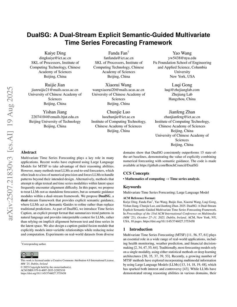 DualSG: A Dual-Stream Explicit Semantic-Guided Multivariate Time Series Forecasting Framework ...