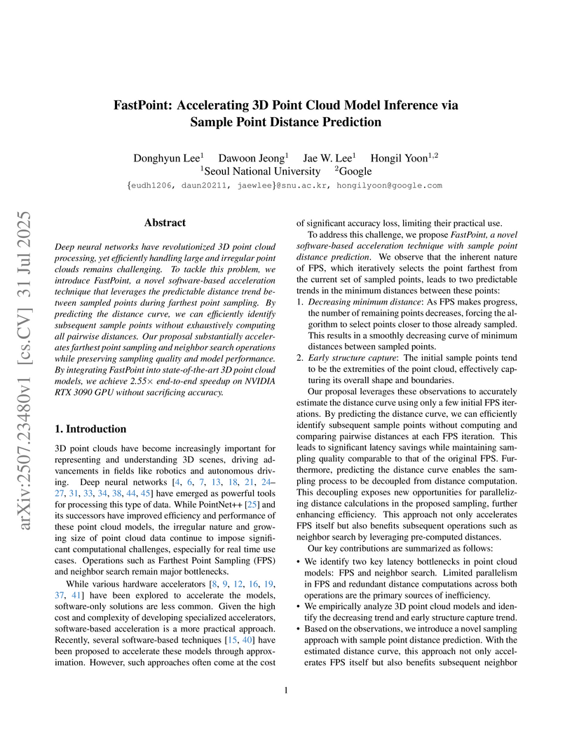 FastPoint: Accelerating 3D Point Cloud Model Inference via Sample Point Distance Prediction ...