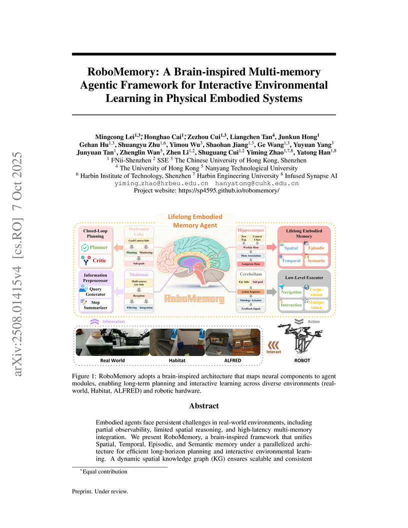 RoboMemory: A Brain-inspired Multi-memory Agentic Framework for Interactive Environmental ...