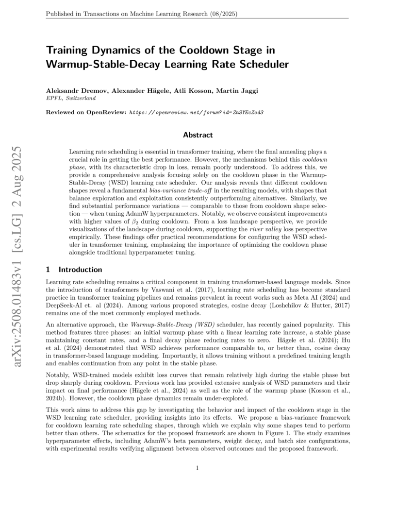 Training Dynamics of the Cooldown Stage in Warmup-Stable-Decay Learning ...